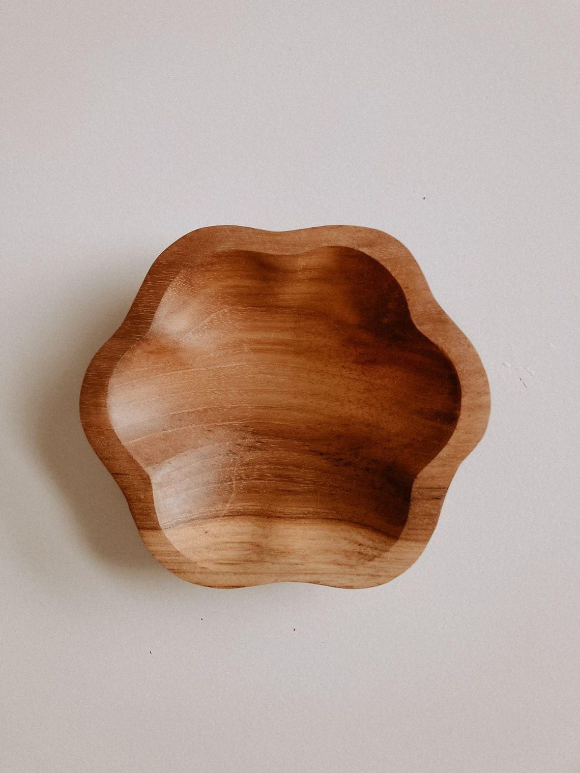 Teak Wood Catch All Dish: Hand Carved With Natural Grain - Etsy