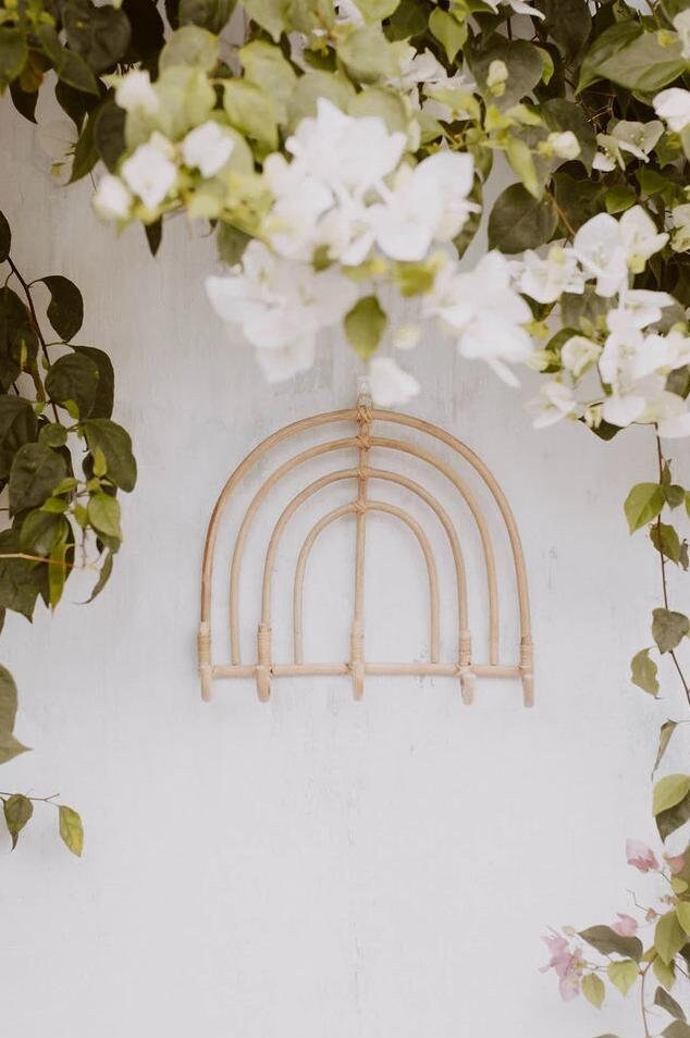 Rainbow Rattan Wall Hook | Etsy