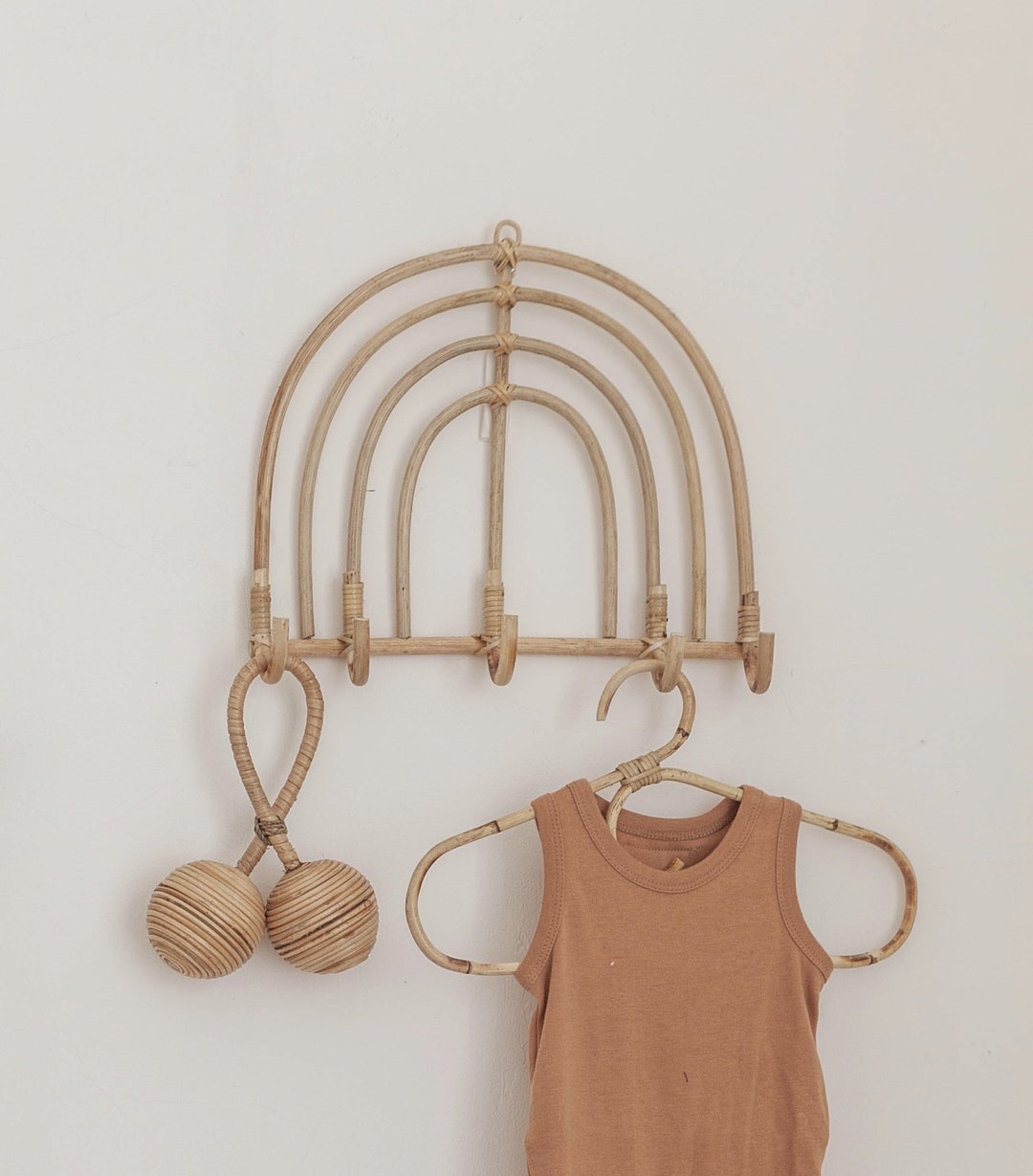 Rainbow Rattan Wall Hook - Etsy