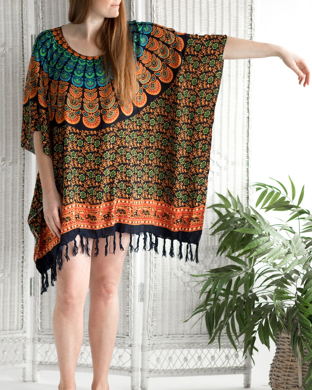 Sunset Poncho Dress | Women's Bohemian Beach Dress, Boho Pareo, Coverup ...