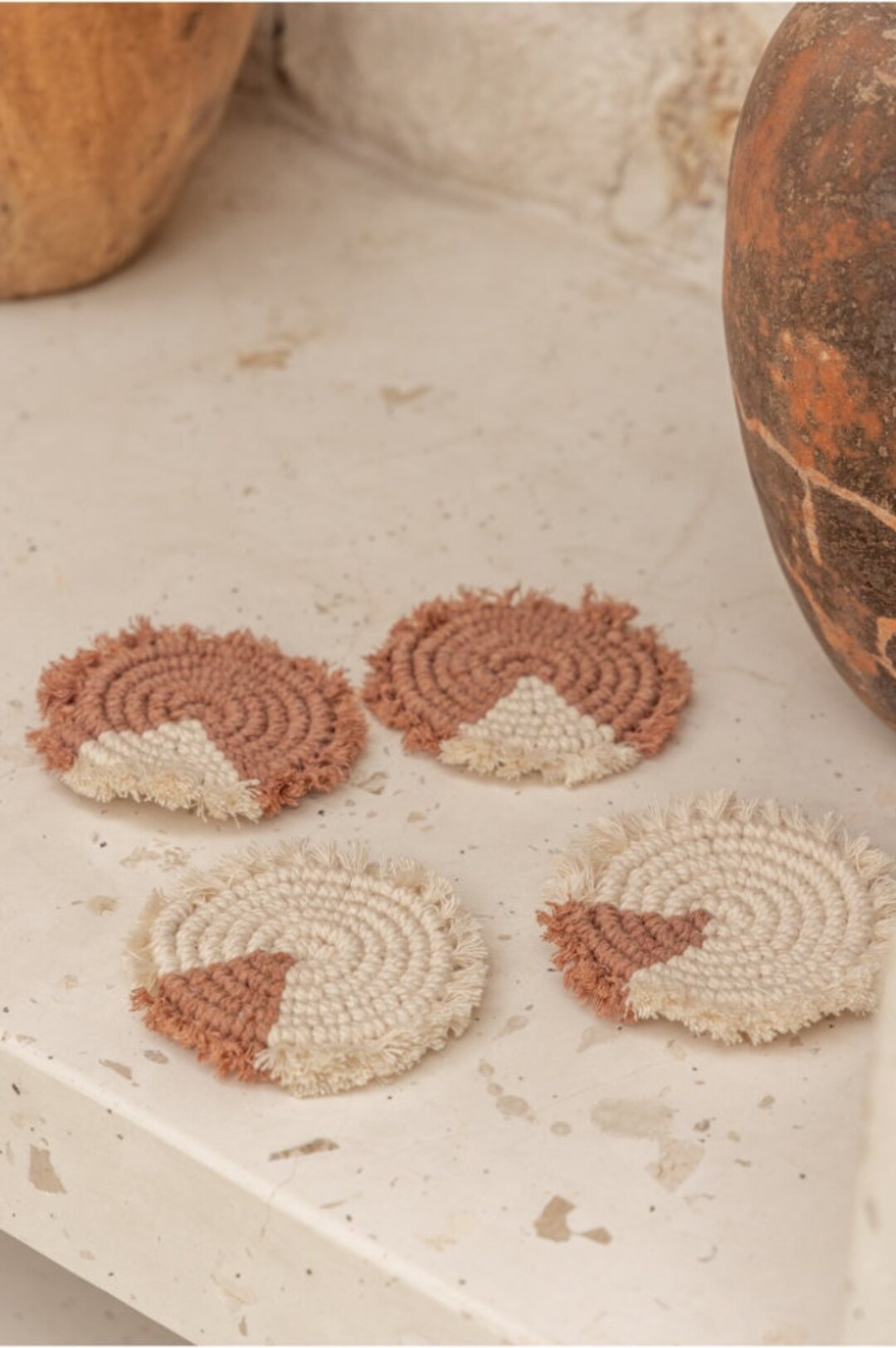 Terracotta Patterned Coaster Set - Etsy