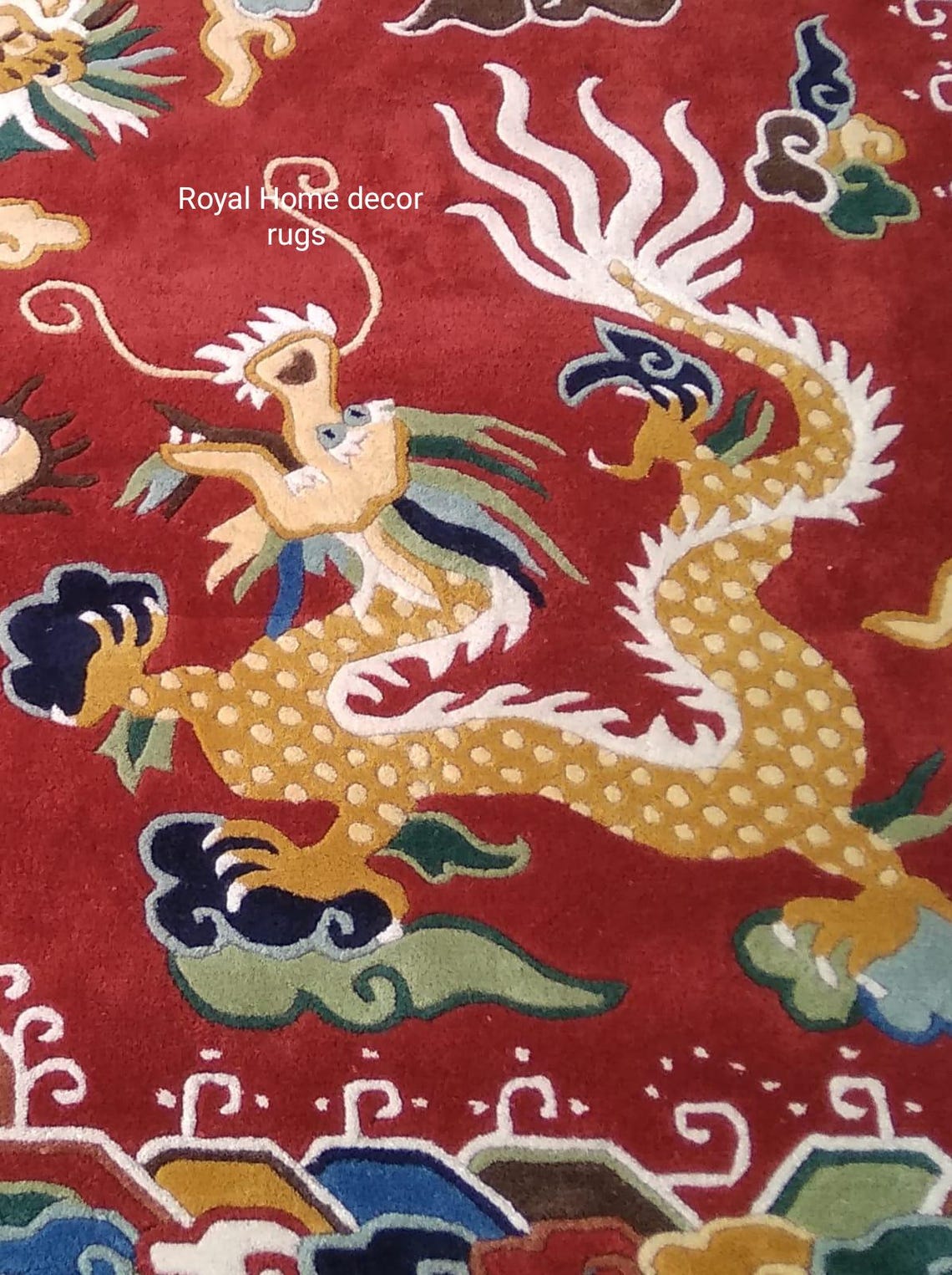 Luxury Interior Hand Tufted Tibetan Dragon Rug – Oriental Carpet Red ...