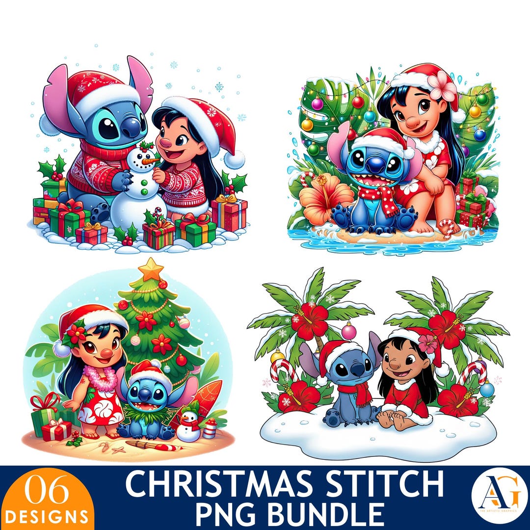 Stitch Christmas PNG Bundle: Stitch Png Sublimation for Christmas Shrit ...