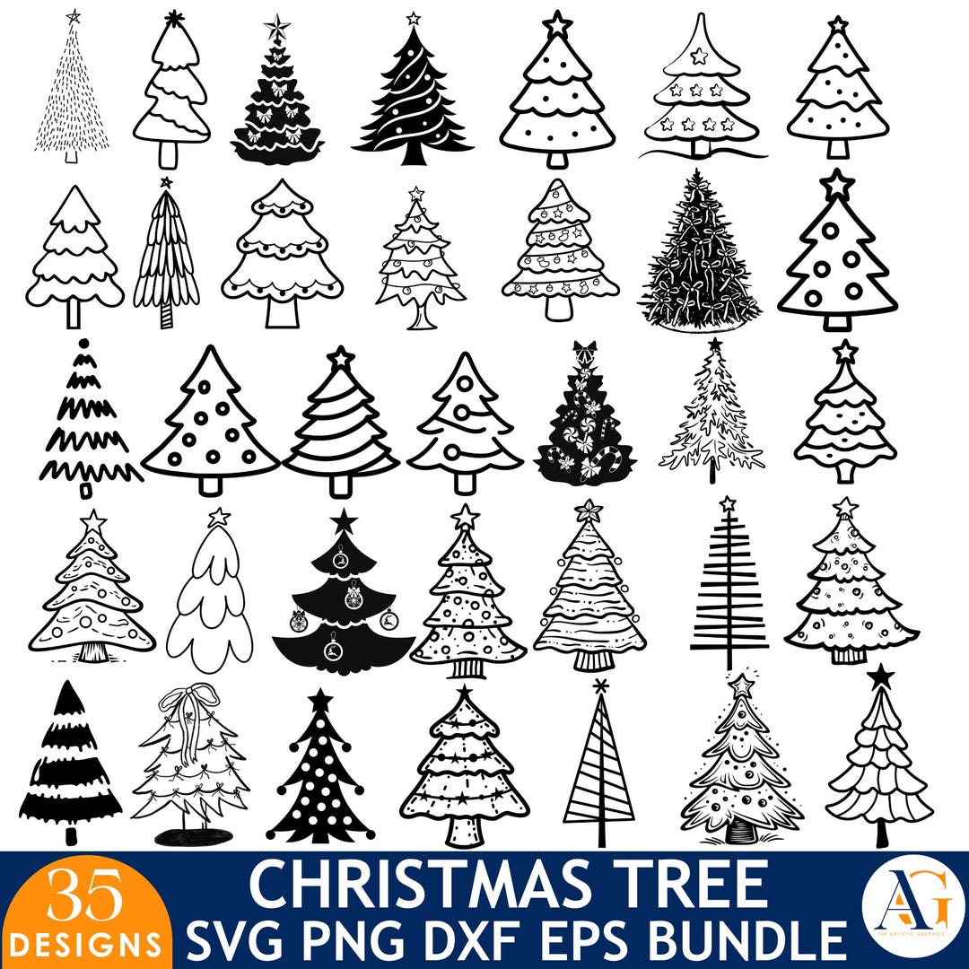 Bundle Svg de sapin de Noël, Clipart de sapin de Noël, Svg de ...