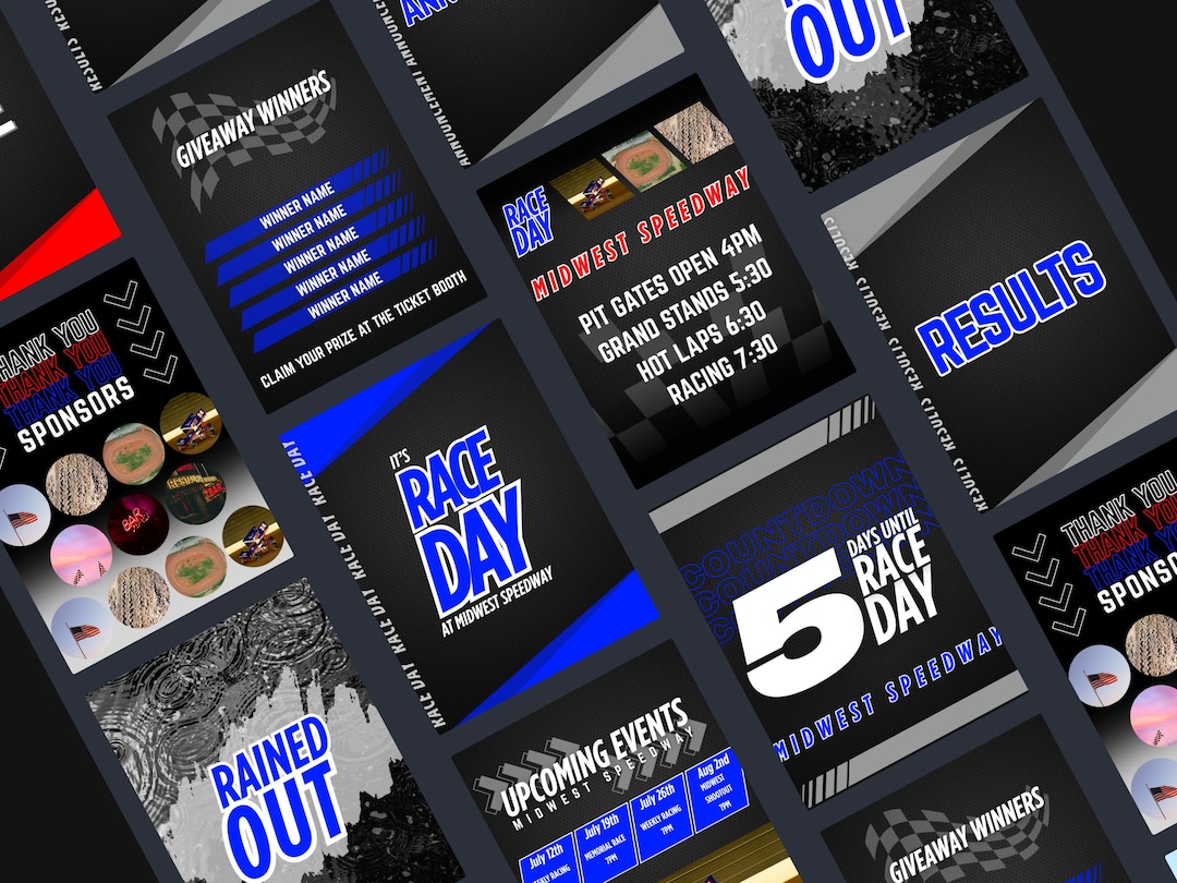 Racetrack Social Media Template Bundle | Editable Canva Graphics for ...