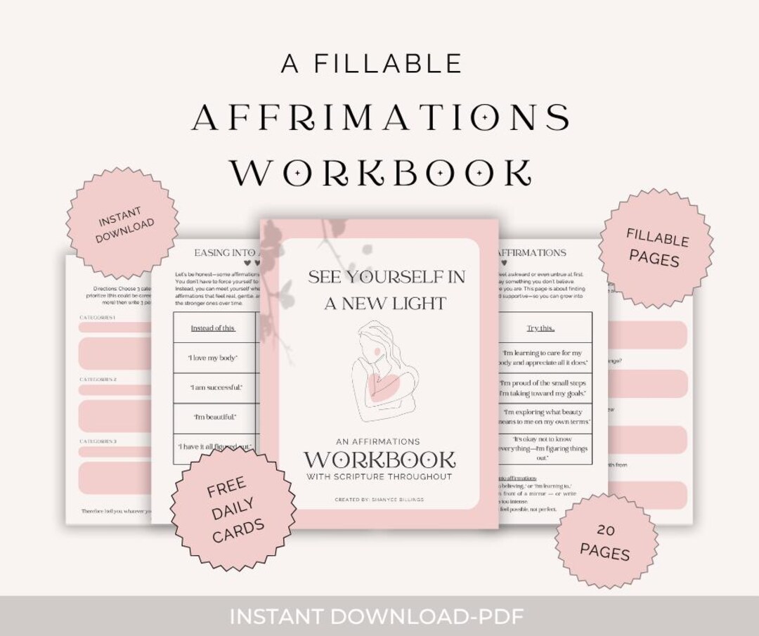 Digital Affirmations Workbook (fillable) |faith Based|self-worth ...