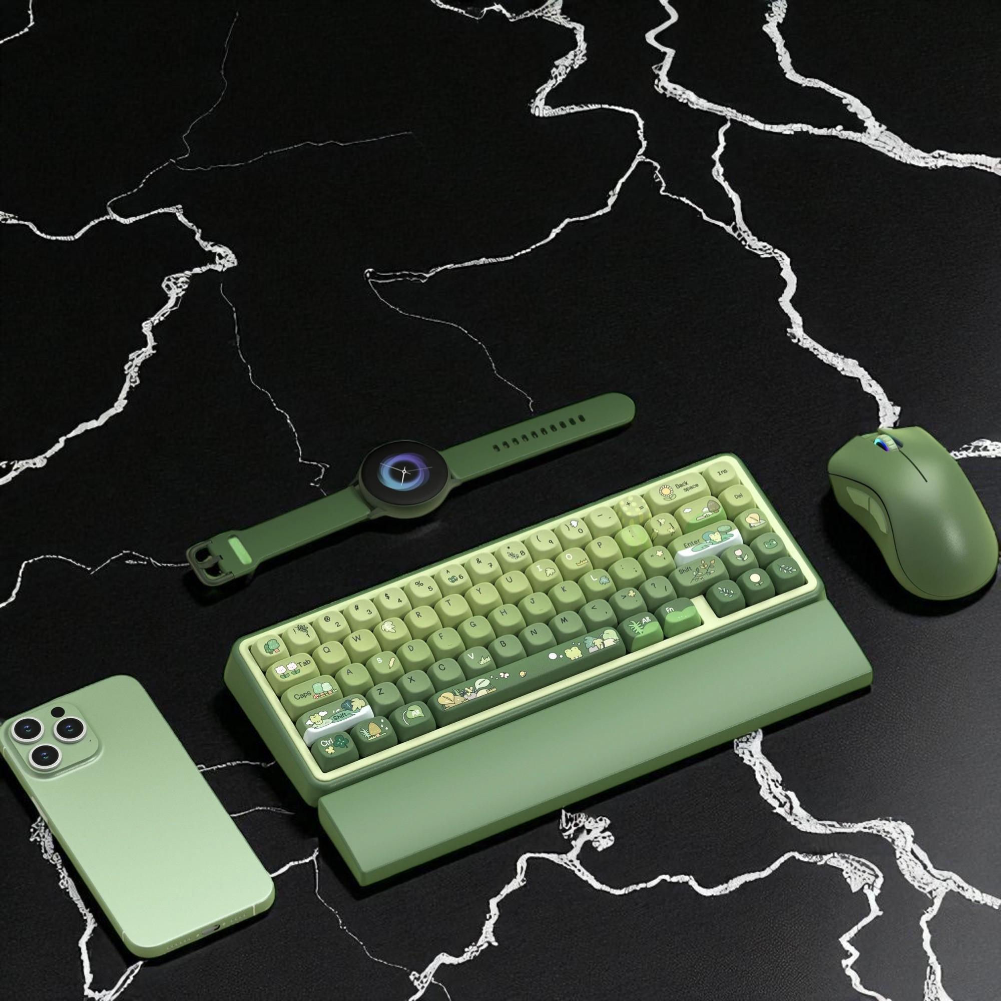 Green PBT Keycaps Set – 132 Keys Cute MOA Profile | Sublimated 5-side ...