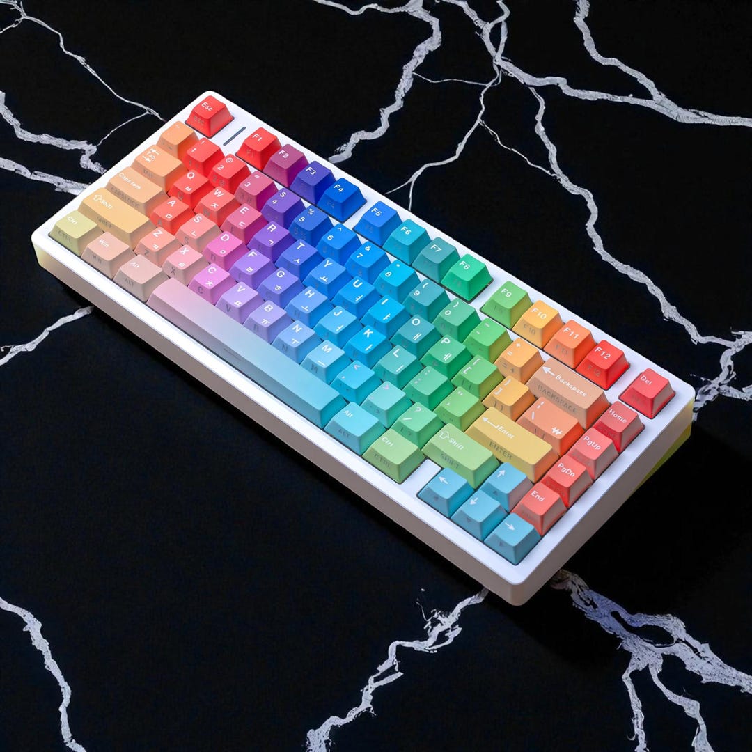 Rainbow Gradient Keycaps Set – PBT Double-shot Keycap Set for ...