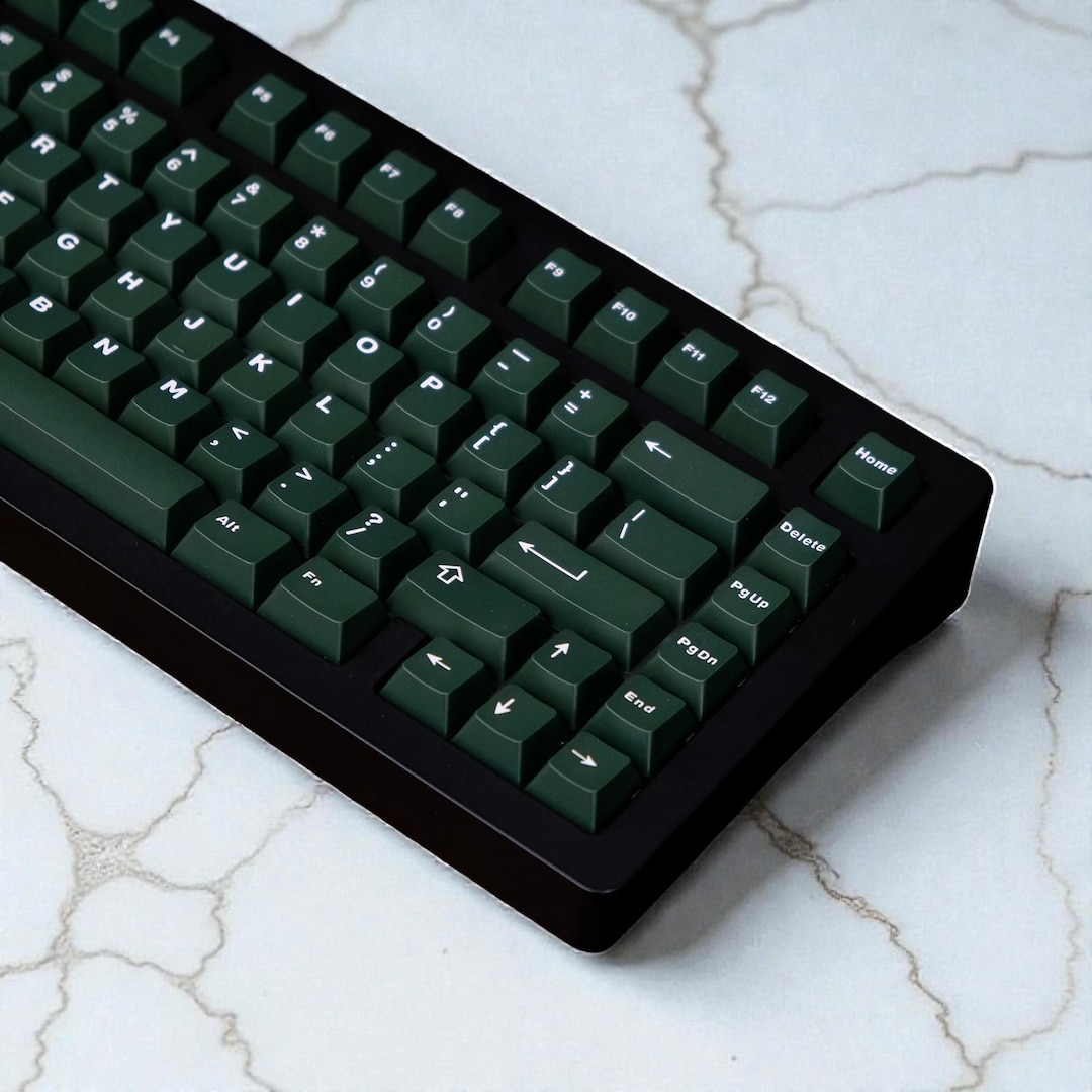 Dark Green Keycap Set OEM Profile - Minimalist Forest Green PBT Keycaps ...