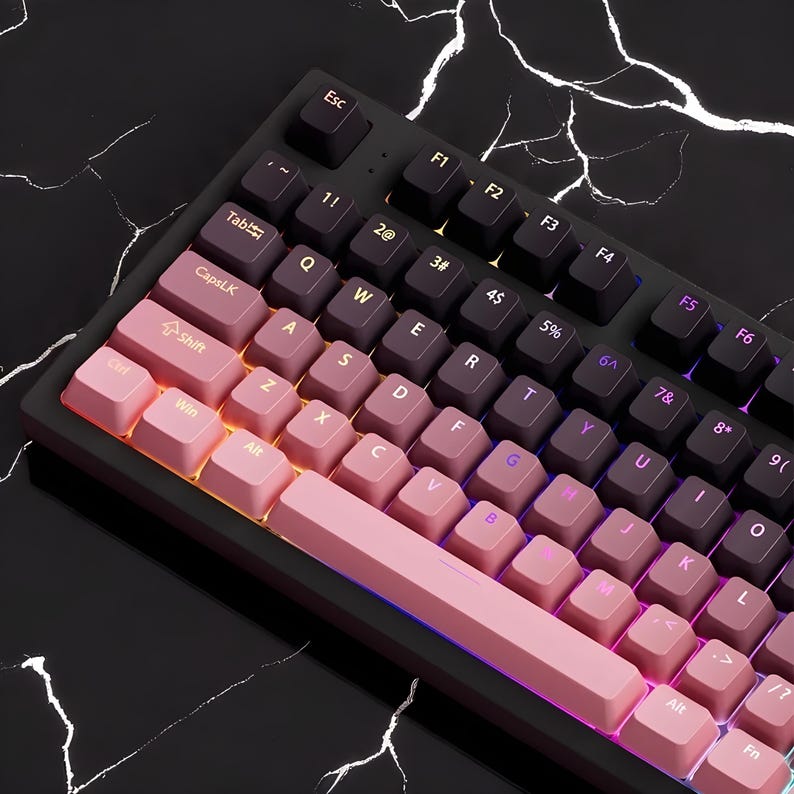 Gradient Pink Purple Keycaps Set for Mechanical Keyboard, OEM Profile ...