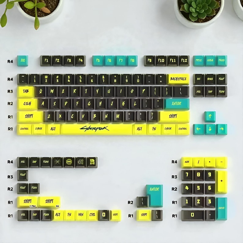 Cyberpunk Gaming Keycaps Set for Mechanical Keyboards – PBT OEM Profile ...