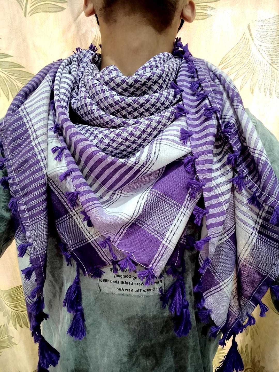 Palestine Shemagh Keffiyeh Khufiya – Traditional Purple Arabic Scarf ...