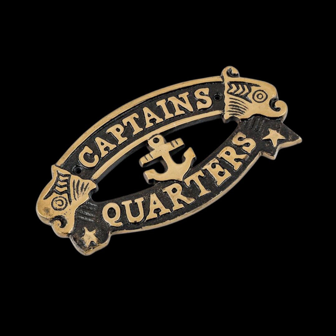 Vintage Brass Captain's Quarters Sign | Nautical Maritime Decor - Etsy