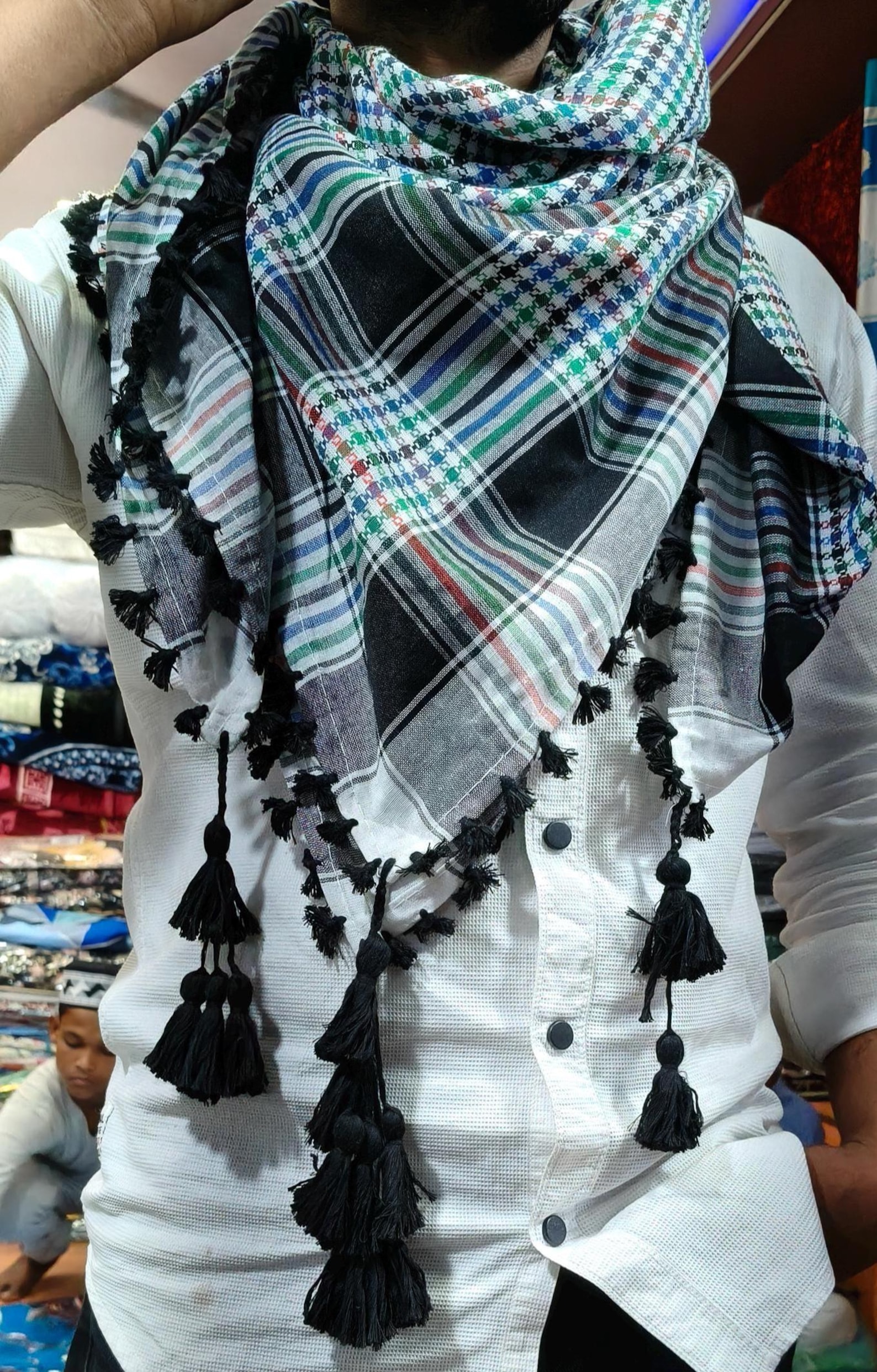 Palestine Keffiyeh Scarf | Multi-color Plaid Shemagh With Tassels - Etsy