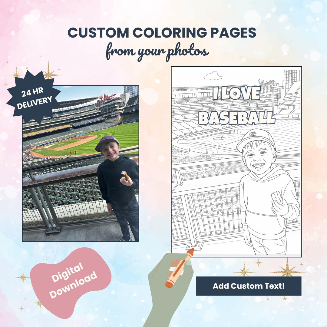 Custom Coloring Pages, Personalized Photo to Coloring Page, Digital ...