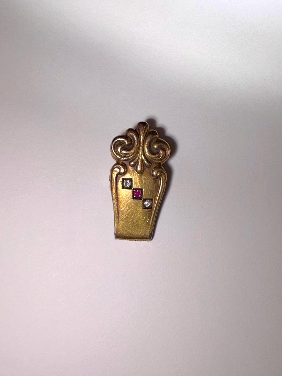 Solid 14k Gold French Powerful Spring Clasp Dress Clip or Fob ...