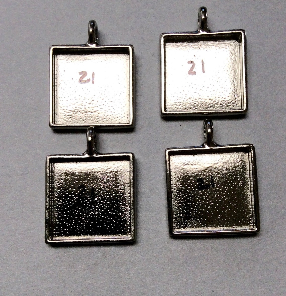 Square Bezel Pendant Blanks, 21mm, Set of 4, DESTASH - Etsy
