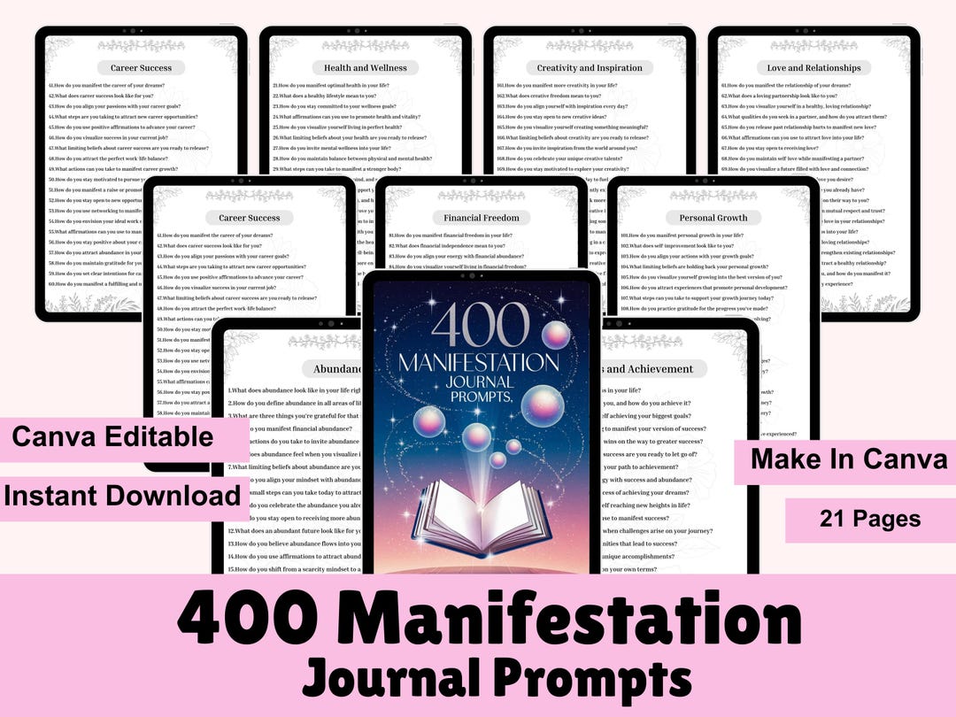 400+ Manifestation Journal Prompts – Minimalist Printable Journal for ...