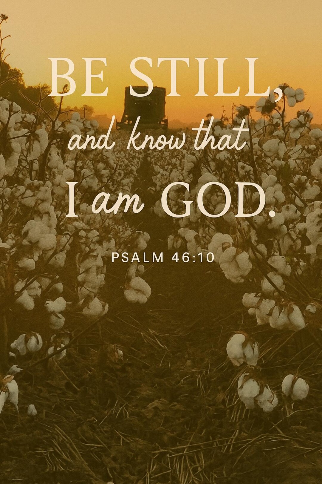 Be Still and Know - Psalm 46:10 Printable- Cotton Field Sunset ...