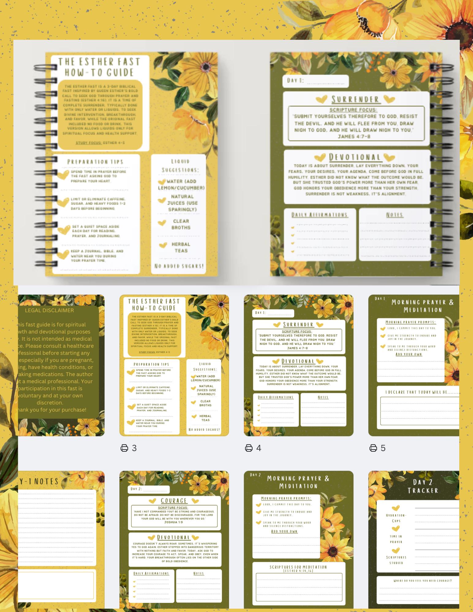 3 Day Esther Fast Guide Digital Liquid Fast Devotional Journal ...