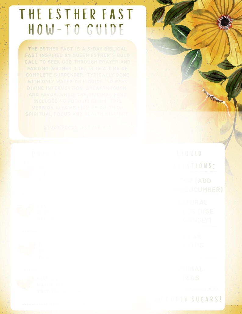 3 Day Esther Fast Guide Digital Liquid Fast Devotional Journal ...