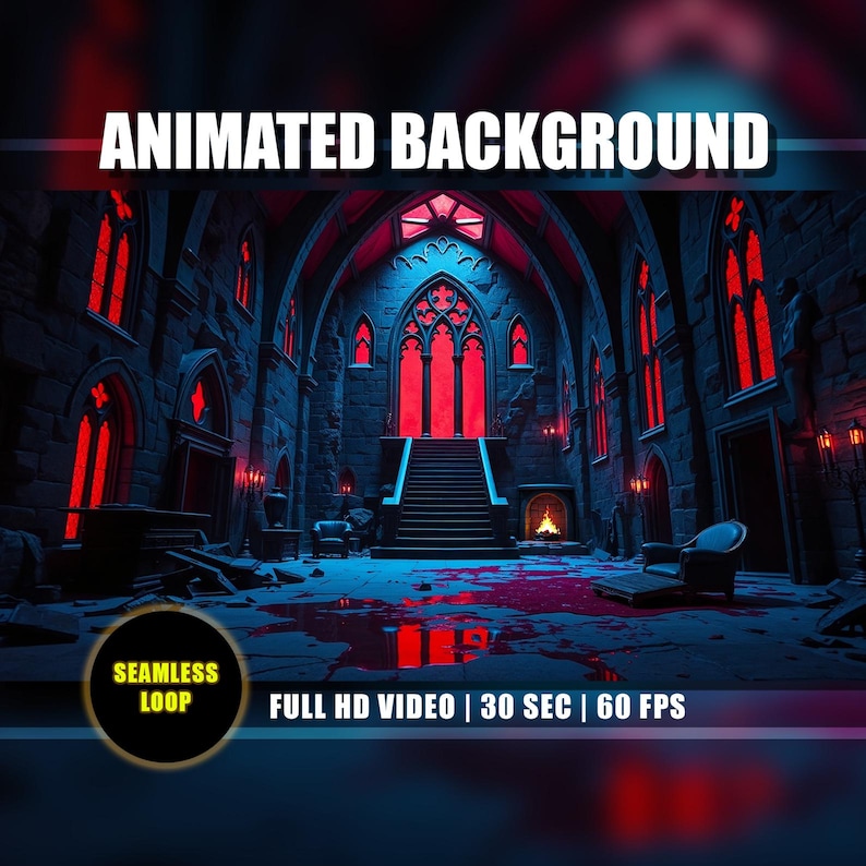 Animated Background, Gothic Vampire Lair, Dark Medieval Castle Room ...