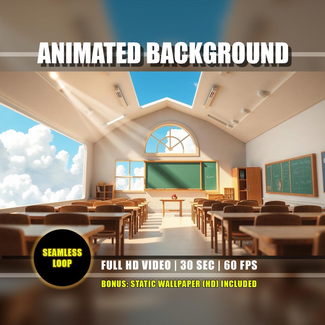 School Classroom Animated Background | Cozy Clouds Floating Class ...
