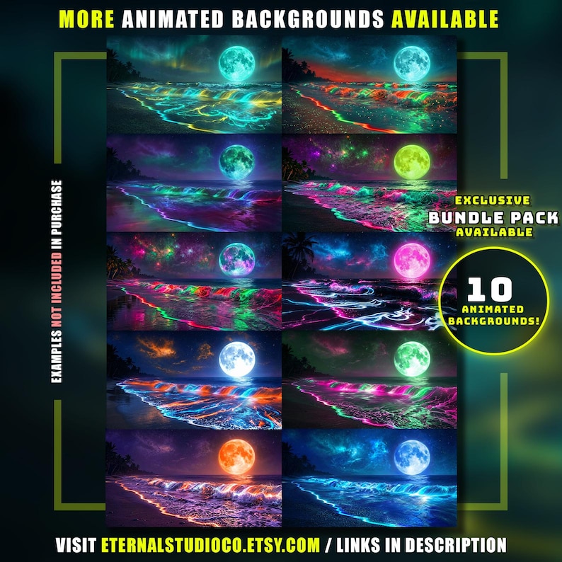 Animated Background Bundle - Tropical Night | Ocean Beach Paradise ...