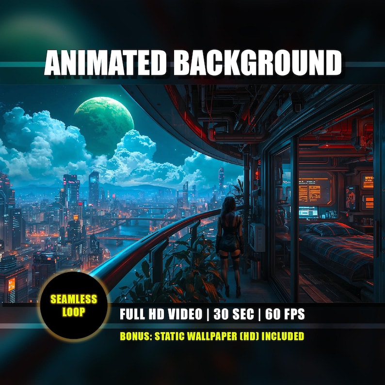 Animated Background - Sci-fi Cityscape | Otherworld Cyberpunk City ...