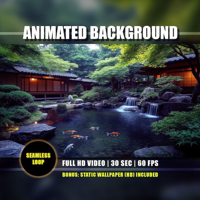 Animated Background - Japanese Zen Garden Pond | Relaxing Nature Stream ...