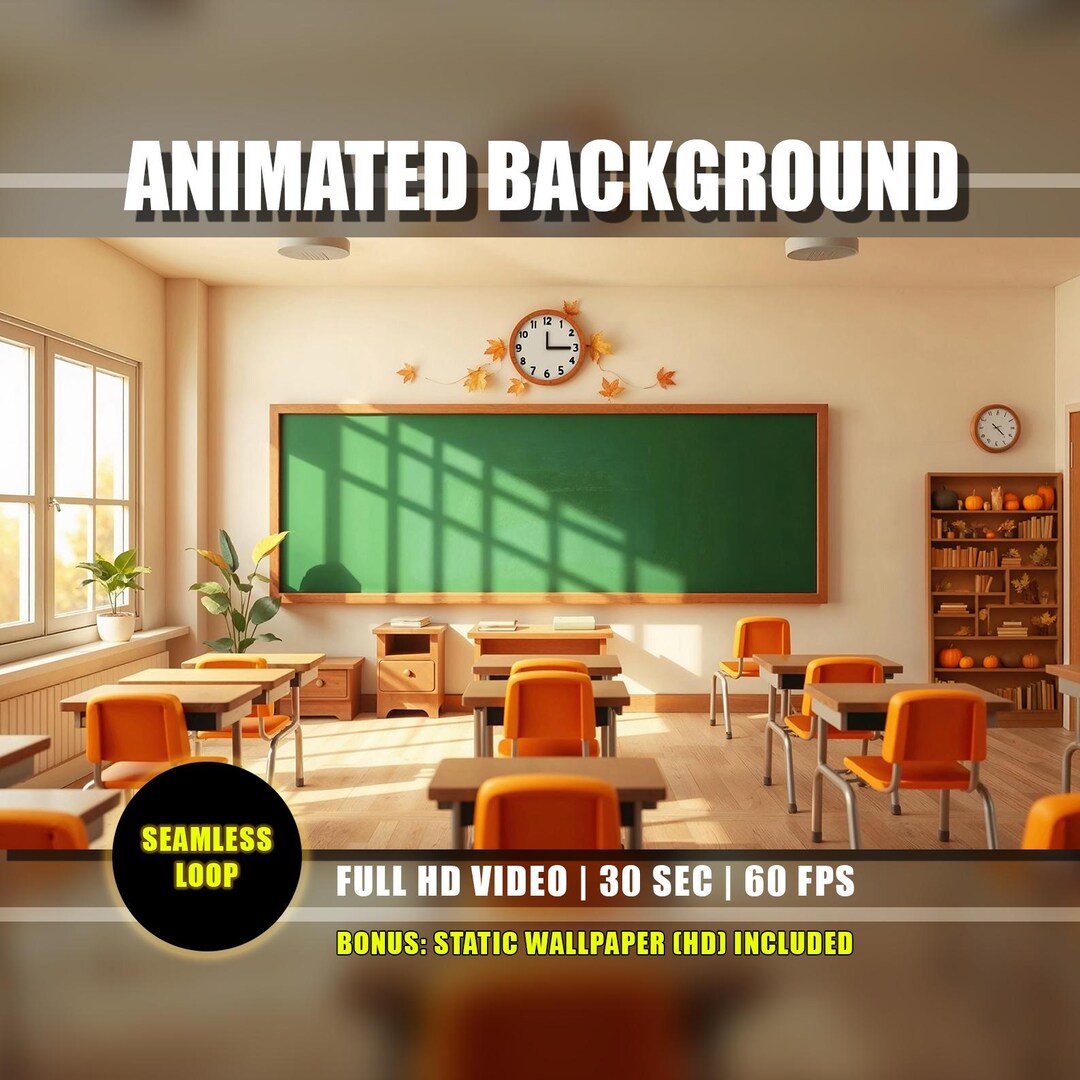 Animated Background - Autumn Classroom | Cozy Fall School Live ...