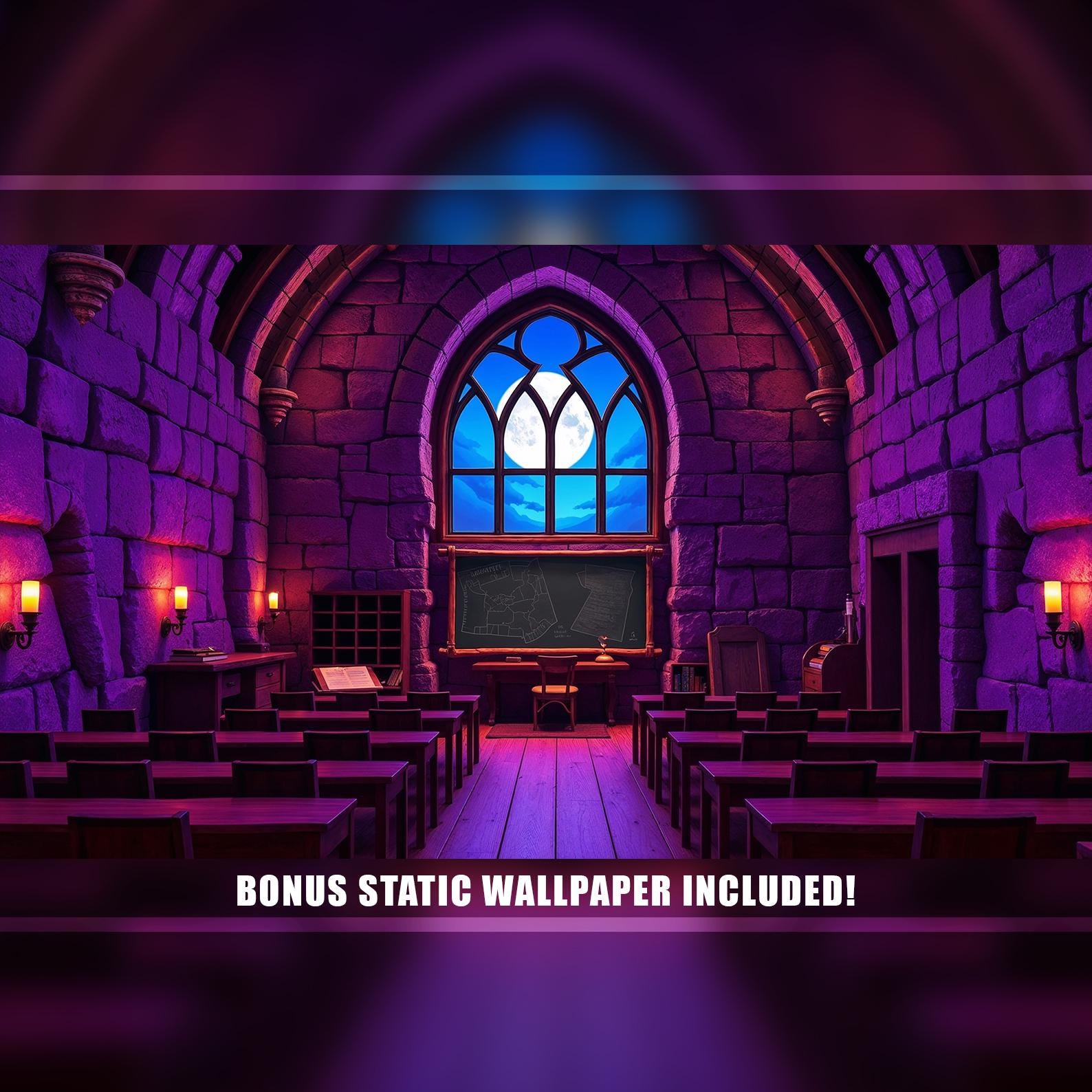 Animated Background - Classroom Castle Tower 02 | Gothic Magical Study ...