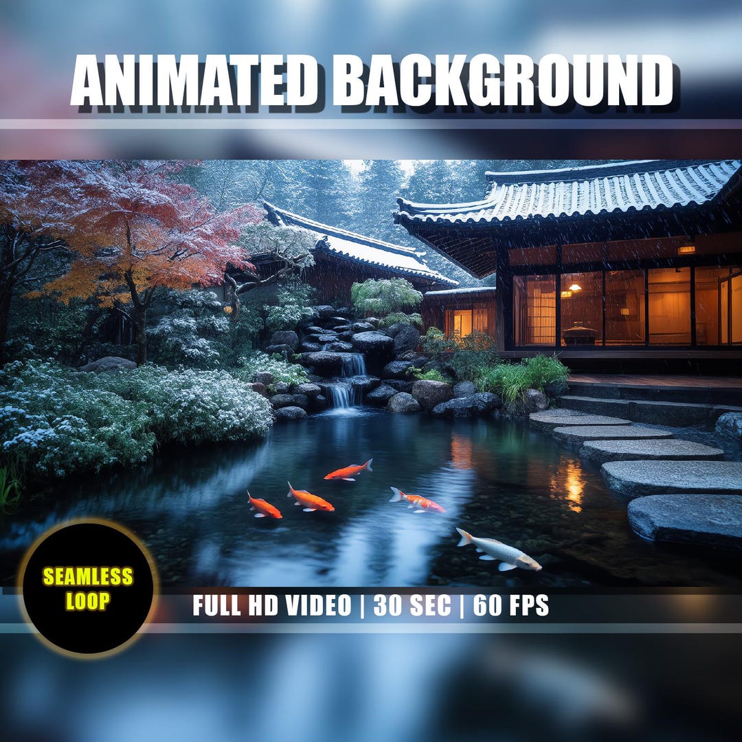 Animated Background - Japanese Zen Garden Pond | Koi Fish and Waterfall ...