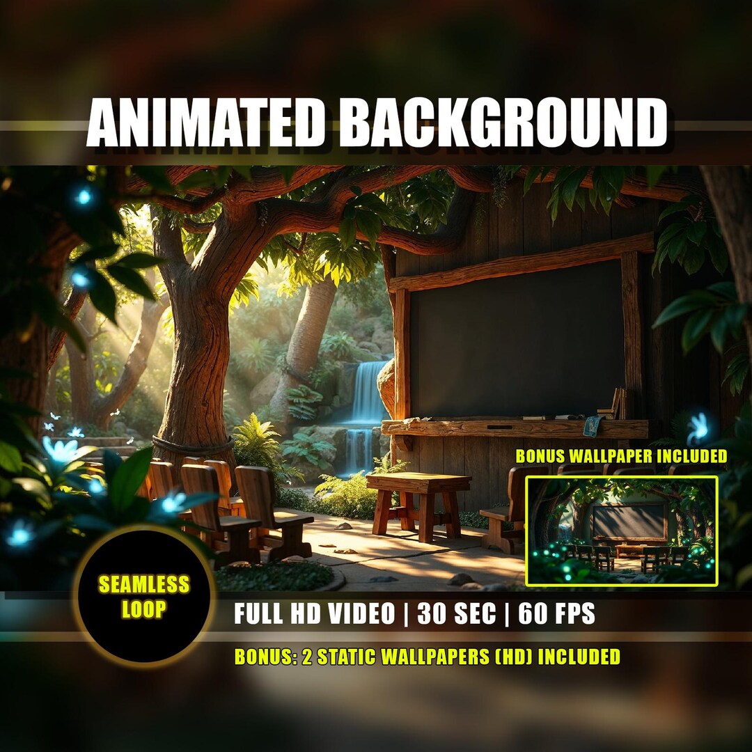 Animated Background - Classroom Forest 04 | Magical Neon Blue Flowers ...