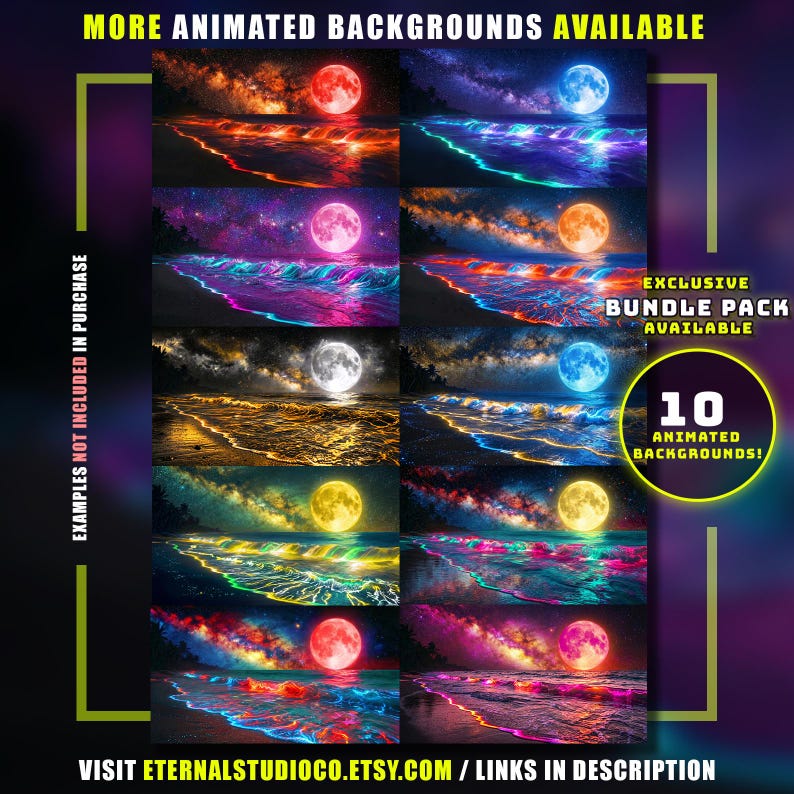 Animated Background Bundle - Tropical Night | Ocean Beach Paradise ...