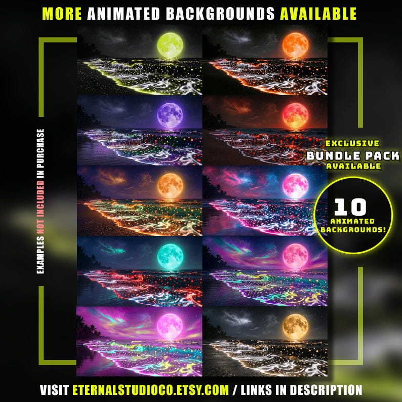 Animated Background Bundle - Tropical Night | Ocean Beach Paradise ...