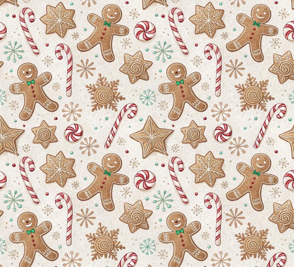 Green Tie Gingerbread-cookie Cotton Fabric by Half Yard |cartoon Print ...
