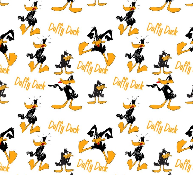 Disney Style Daffy Duck Cotton Fabric by Half Yard | Soft Daffy Duck ...