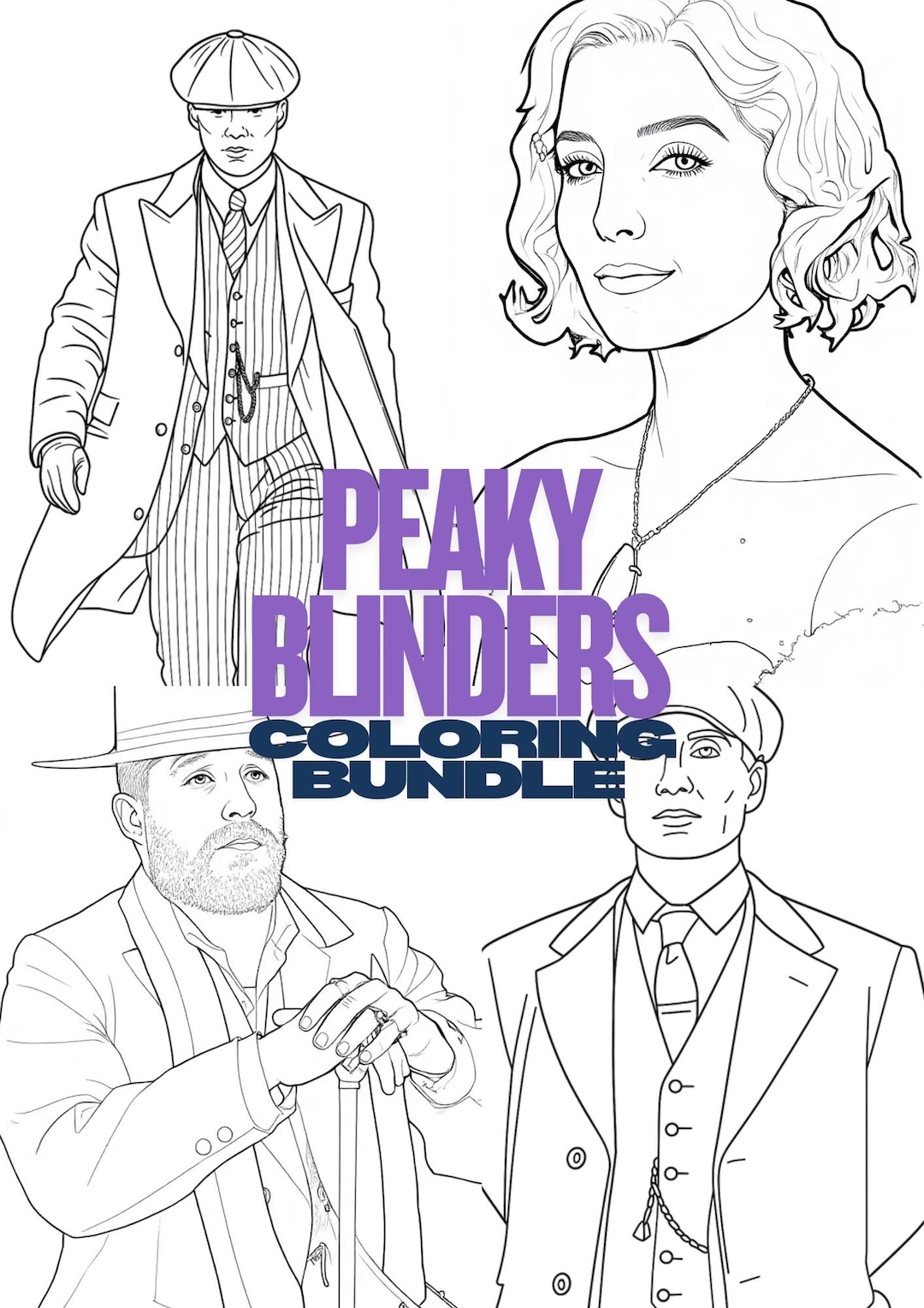 Peaky Blinders Coloring Sheet Bundle - 9 Page Coloring Pages. Peaky ...