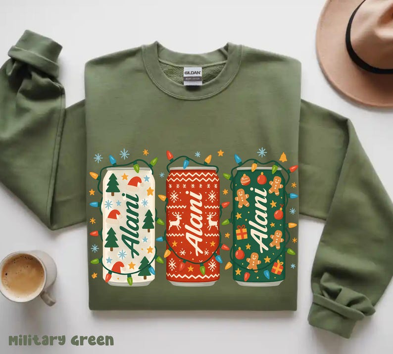 Alani Christmas Lights Sweatshirt, Holiday Soda Lover Tee - Etsy