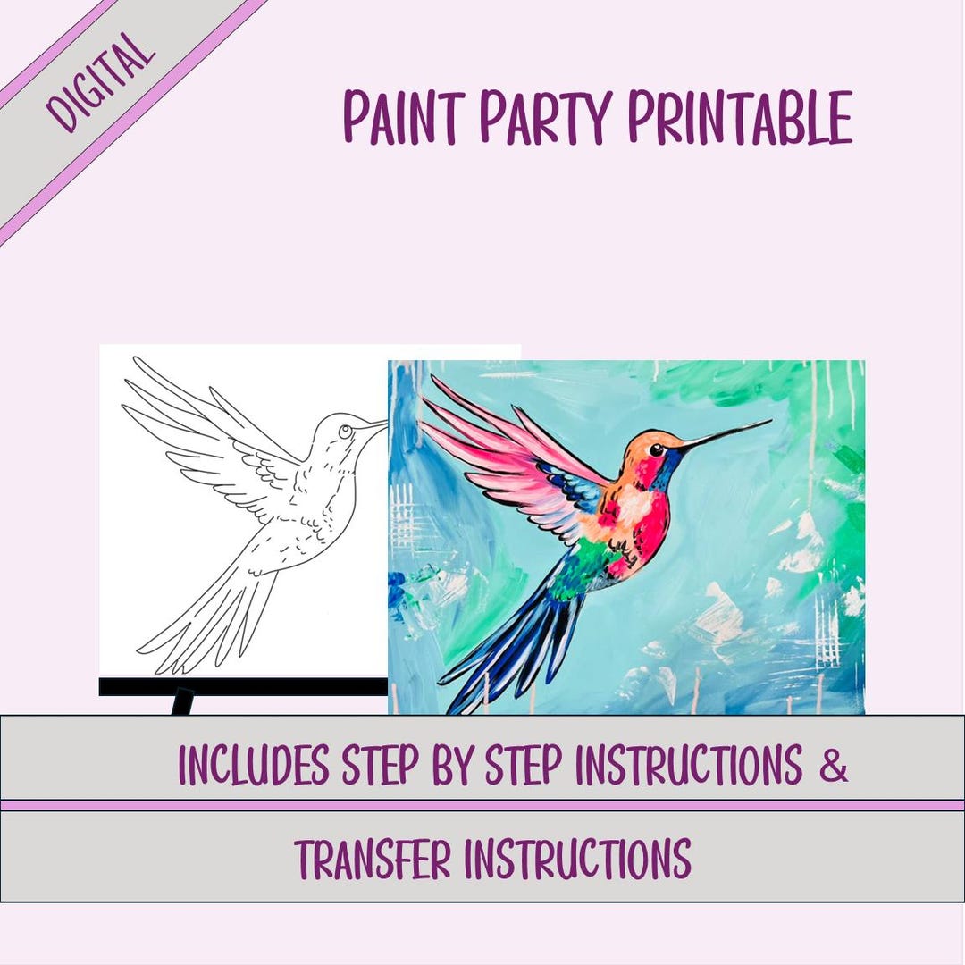 Hummingbird Paint Party Printable Tracer | Colorful Wall Art Tracer ...