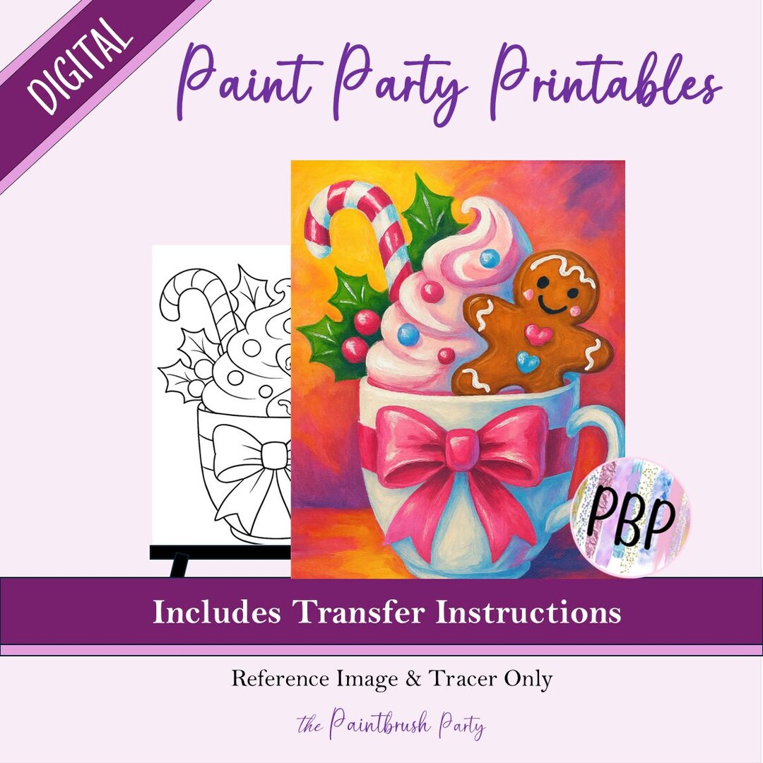 Christmas Candy Cup Printable Tracer: DIY Paint Party Template (PNG ...