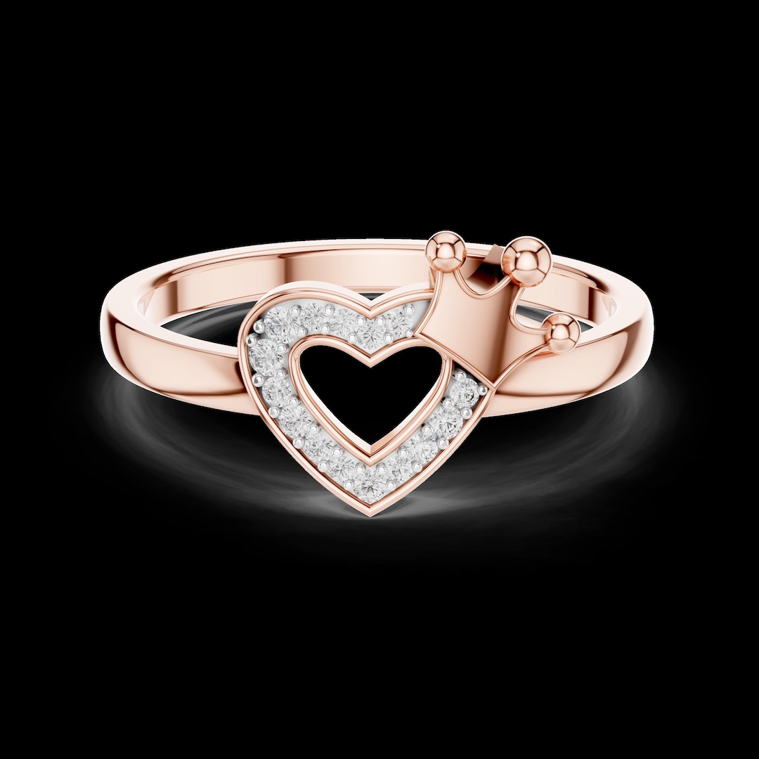 Dainty Crown Heart Ring: Sterling Silver Diamond Promise Ring - Etsy