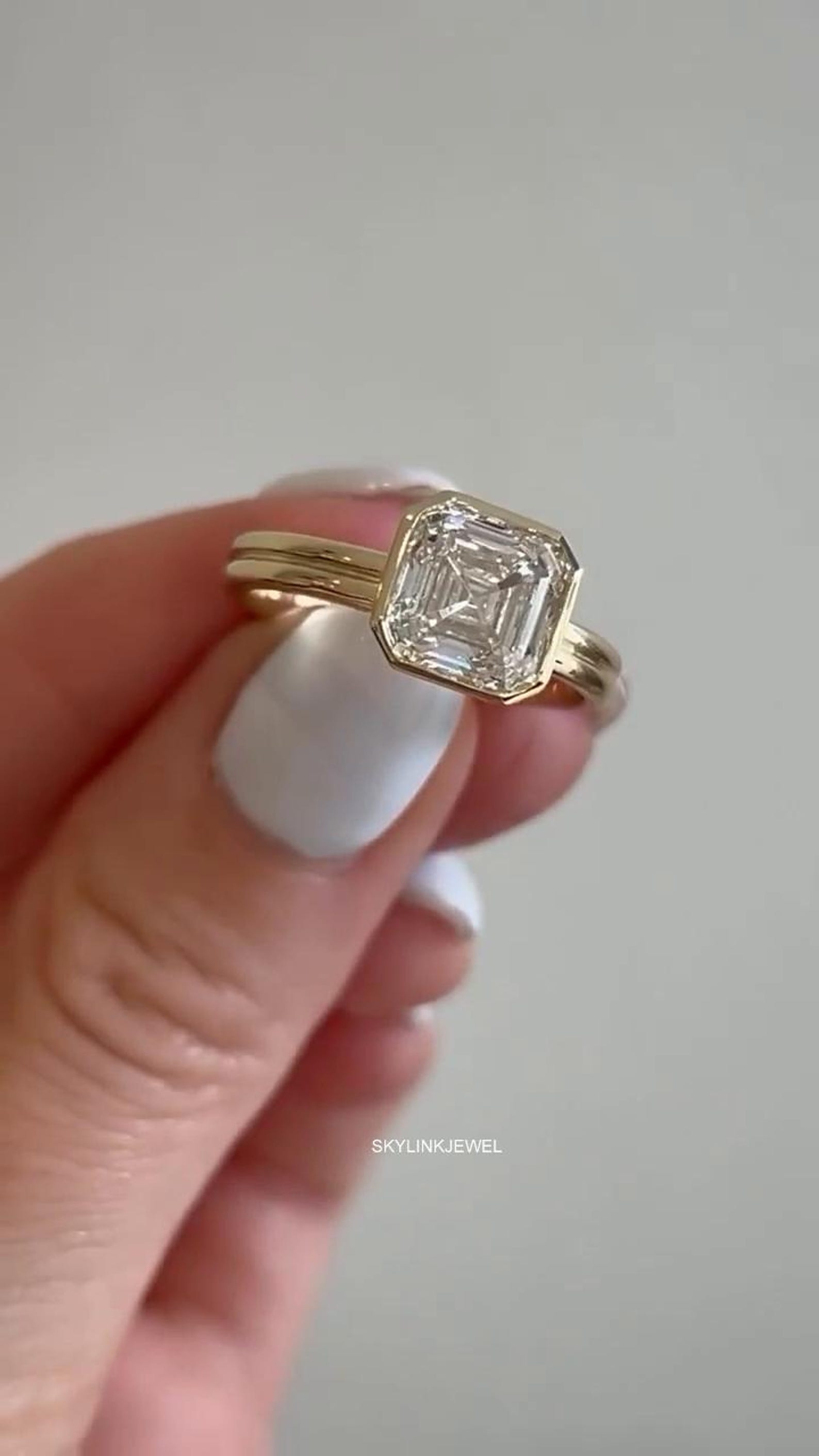 3CT Asscher Cut Solitaire Bezel Ring Asscher Bezel Engagement Ring ...