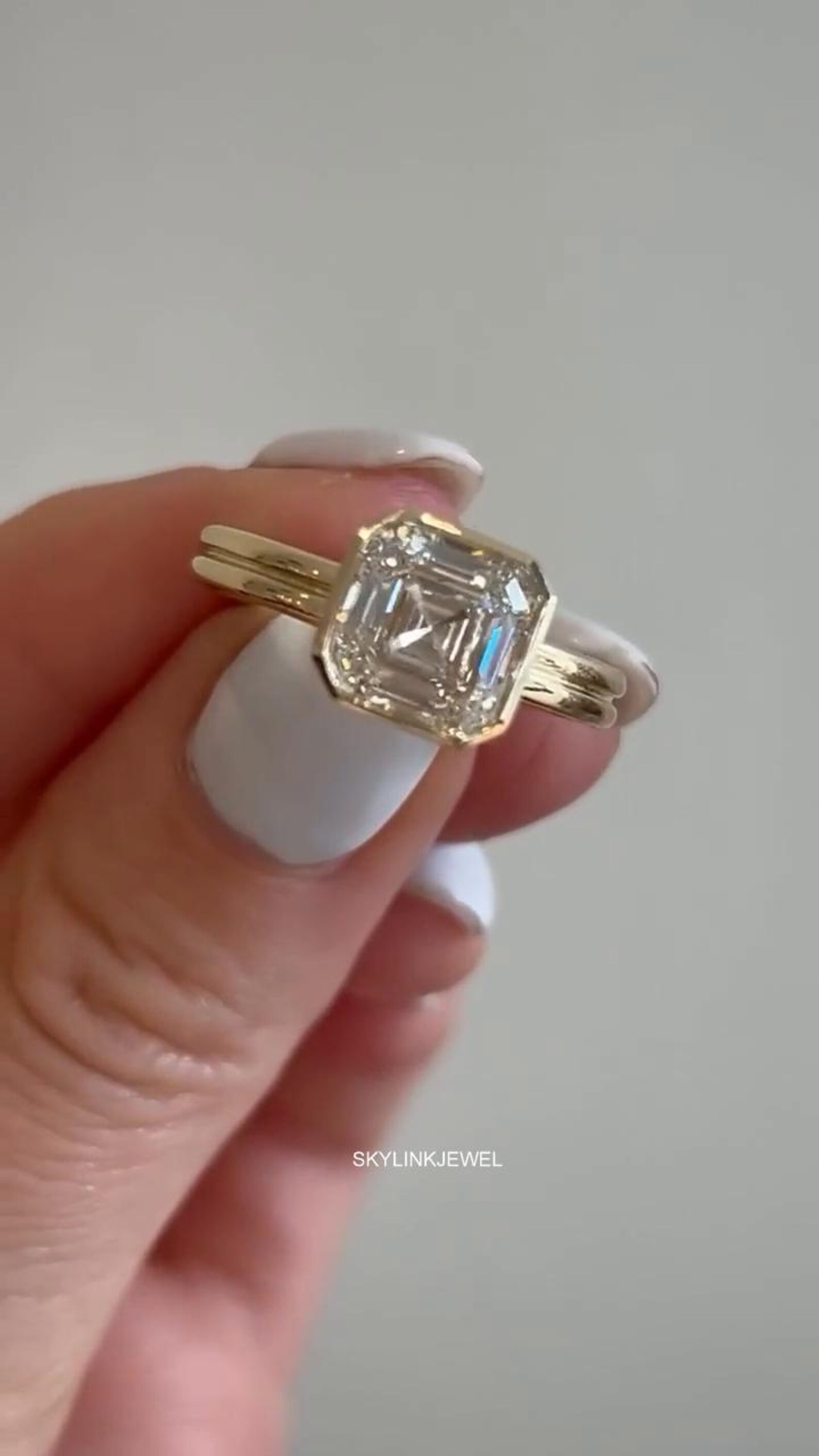 3CT Asscher Cut Solitaire Bezel Ring Asscher Bezel Engagement Ring ...