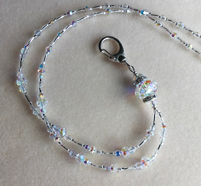 Crystal Badge Necklace Lanyard for ID Badge | Etsy