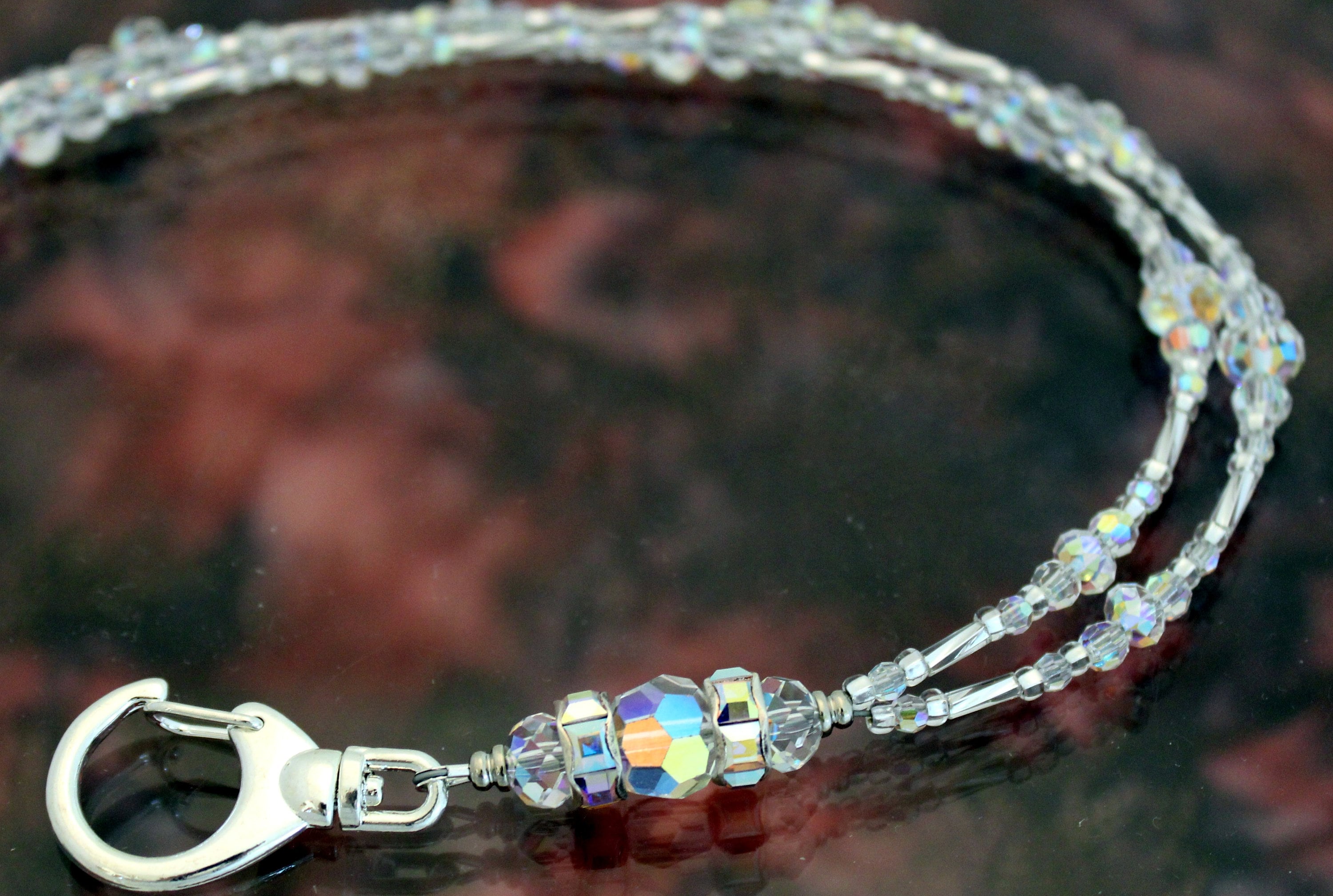 Crystal Badge Necklace, Lanyard for ID Badge - Etsy