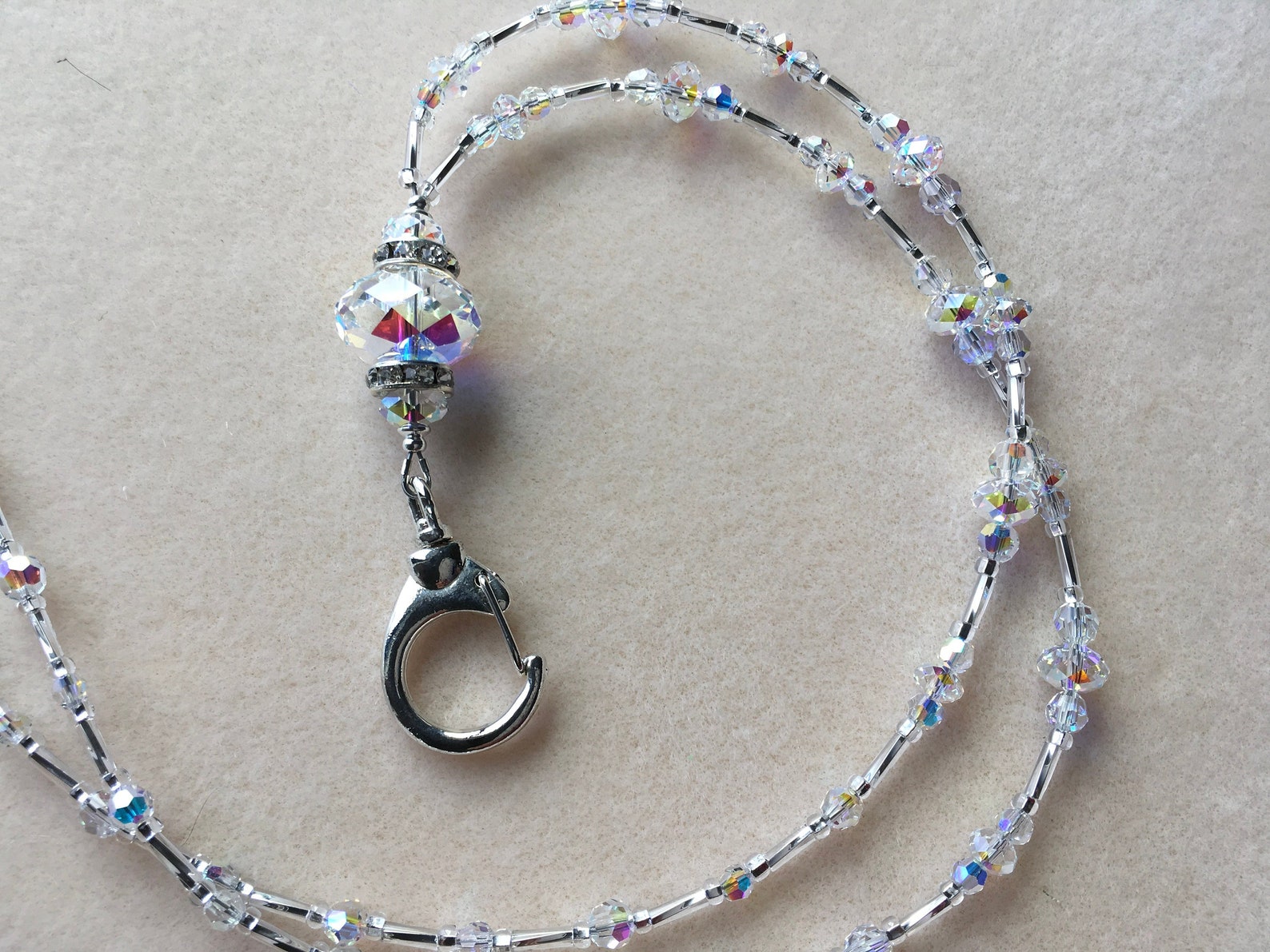 Crystal Badge Necklace Lanyard for ID Badge | Etsy