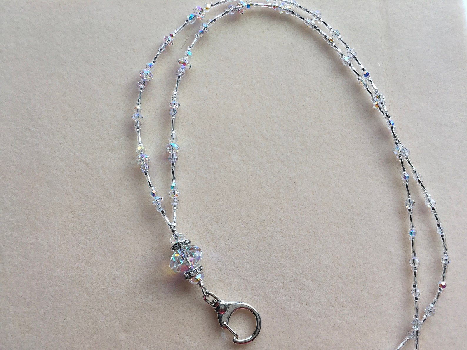 Crystal Badge Necklace Lanyard for ID Badge | Etsy