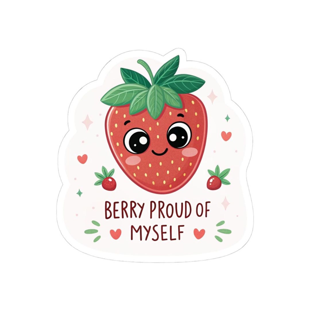 Berry Proud of Myself Sticker | Cute Fruit Pun Vinyl Sticker, Self-love ...